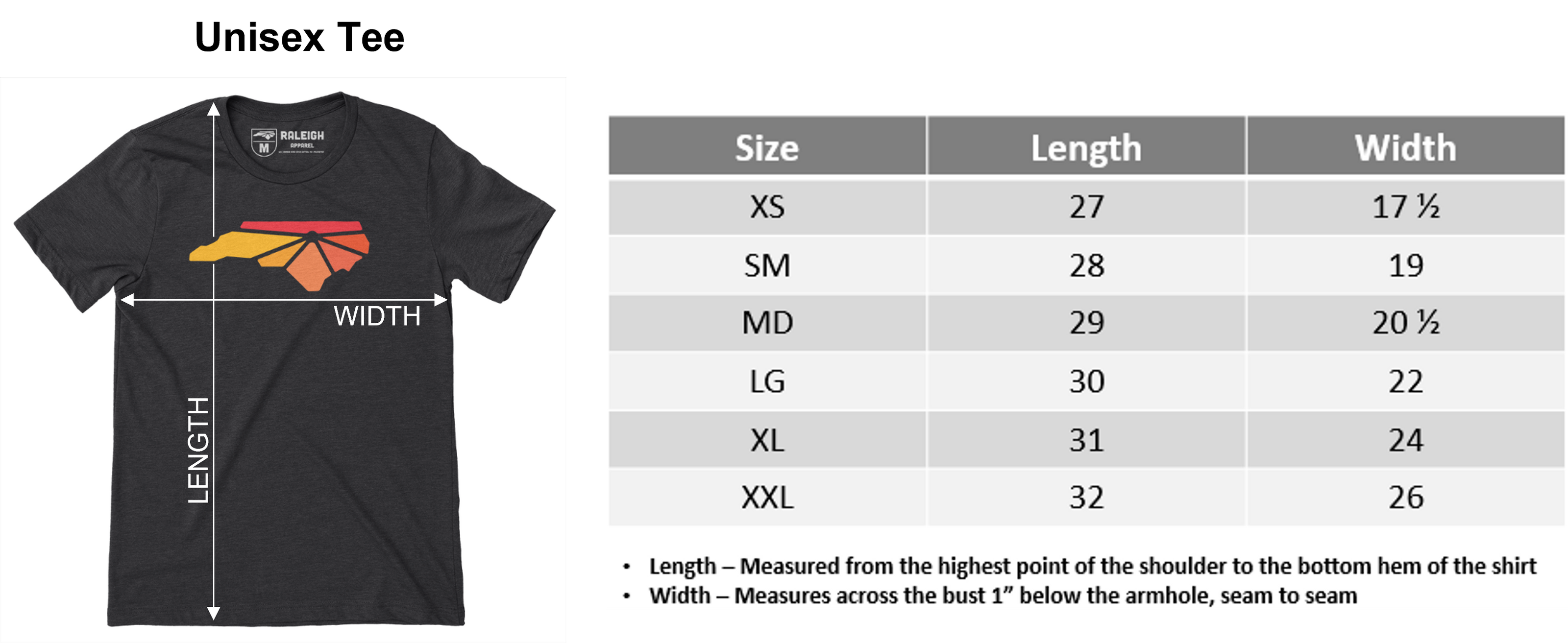 Size Charts – Raleigh Apparel